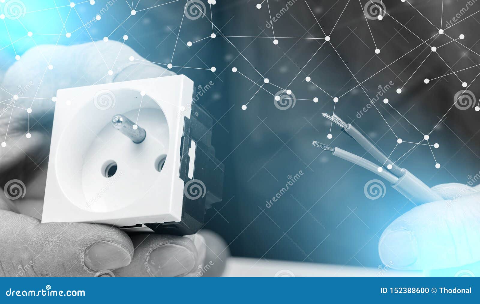 Electrical Work, Light Effect Stock Photo - Image of hand, installation ...