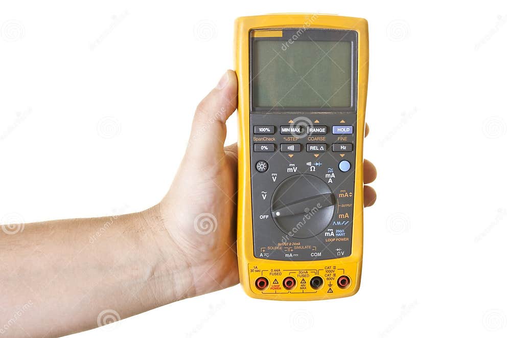 Hand Holding Electronic Multimeter Stock Image - Image of display ...