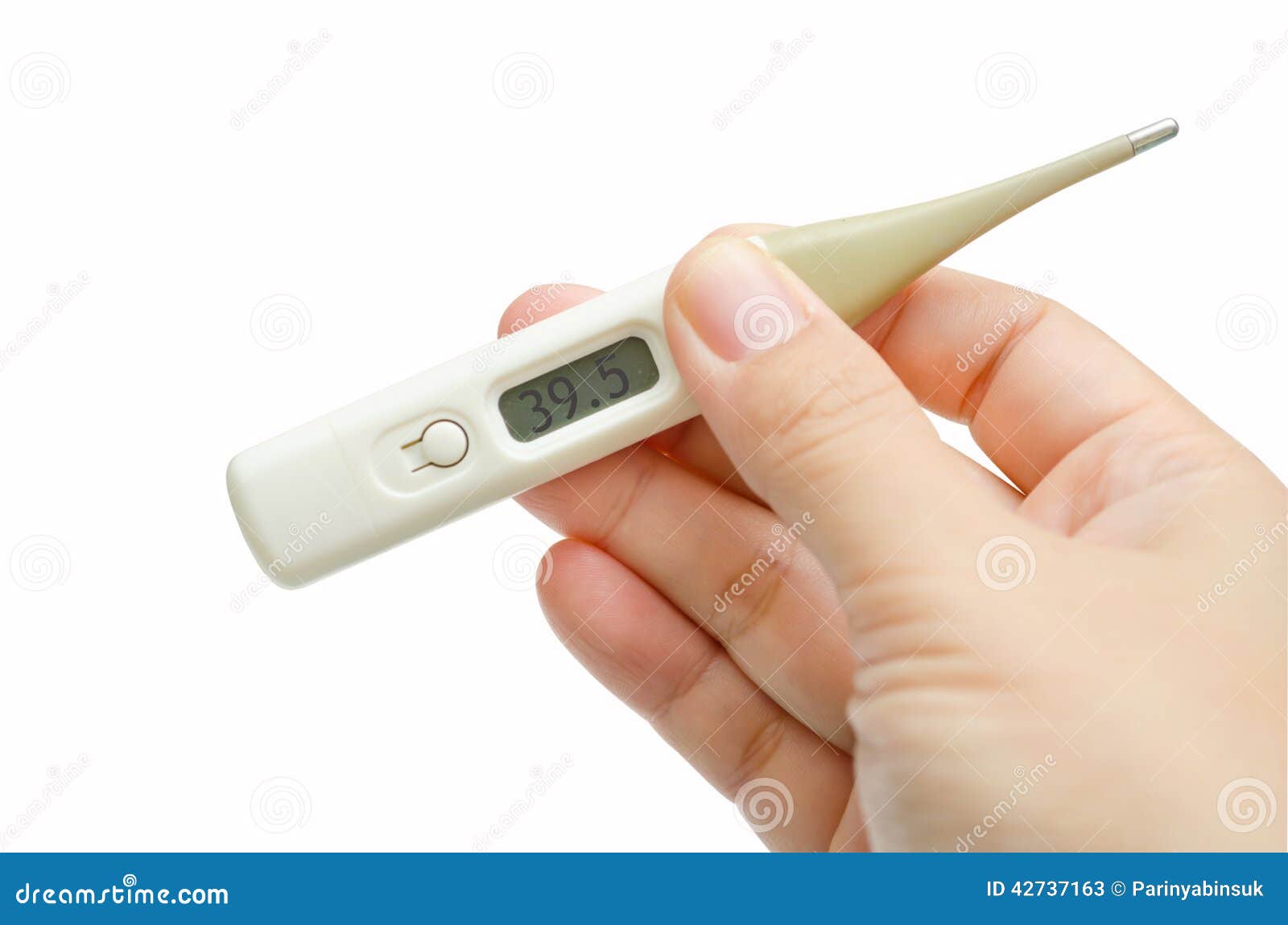 Hand Holding Electronic Thermometer Stock Image - Image of healthy ...