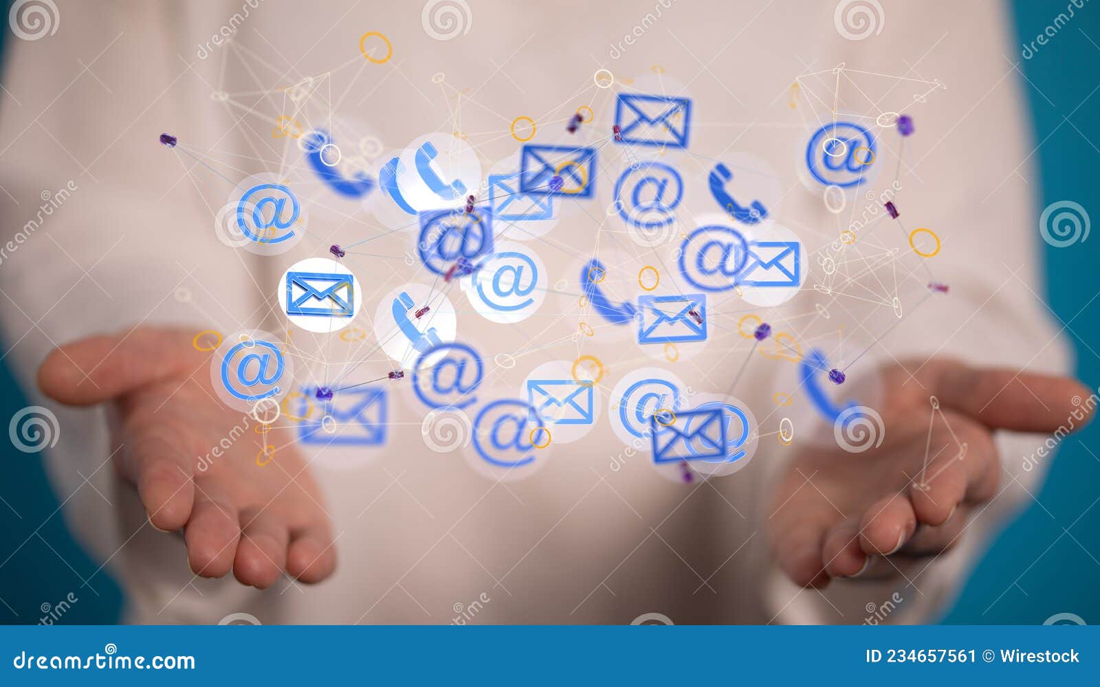 Hand Holding Email Icons-communication and Feedback Concept Stock Image ...