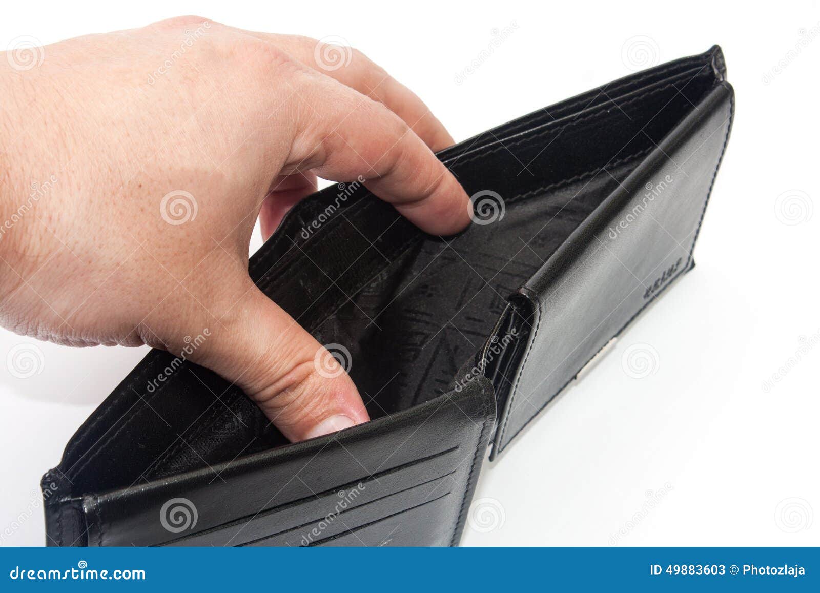 Hand Holding an Empty Black Wallet Stock Image - Image of full, dollar ...