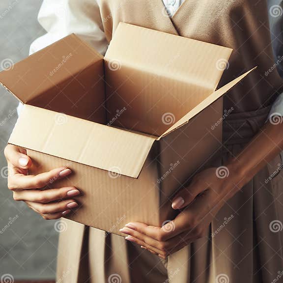 Hand holding empty box.AI stock illustration. Illustration of package ...