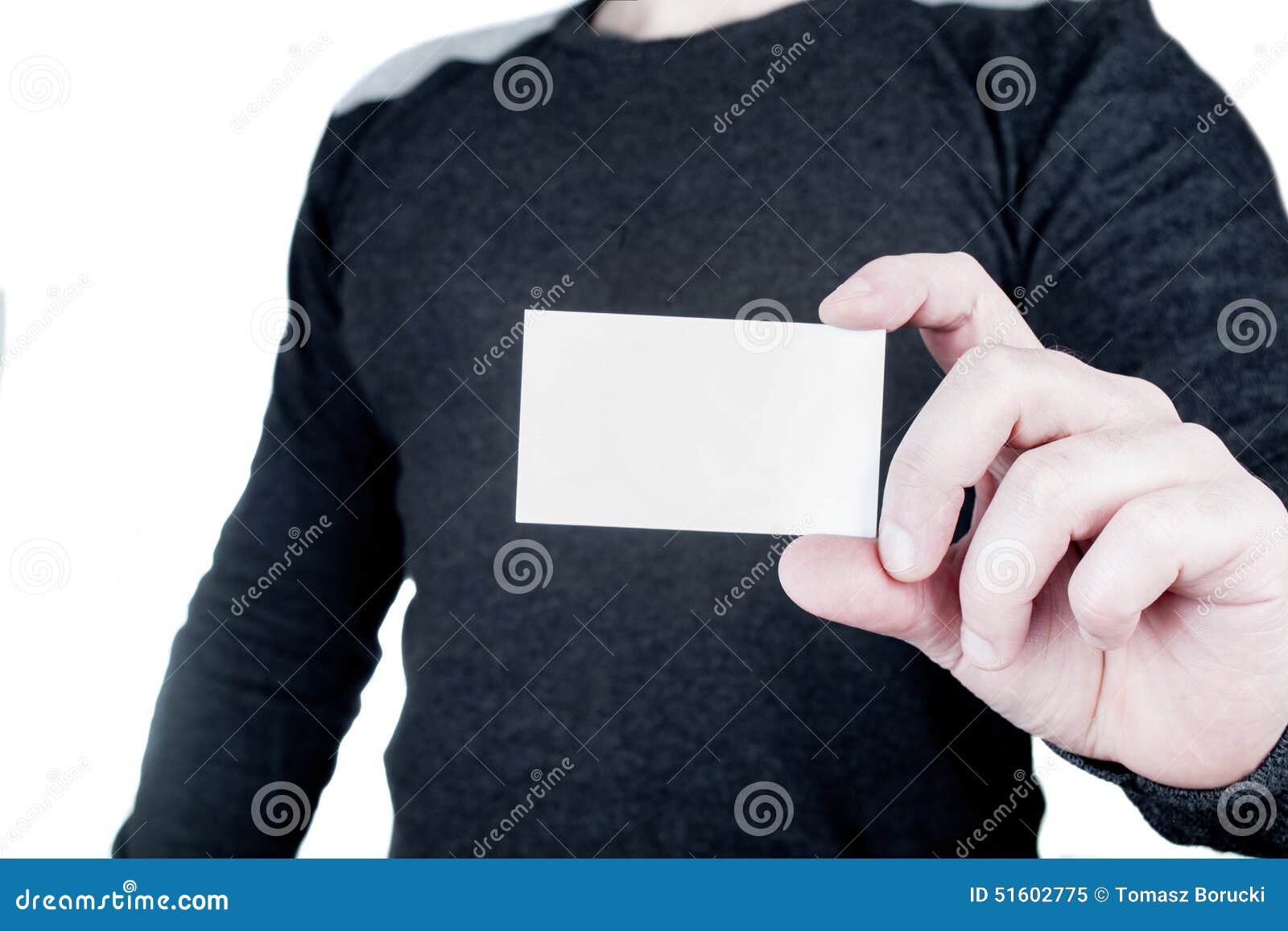 Hand holding empty card stock image. Image of business - 51602775