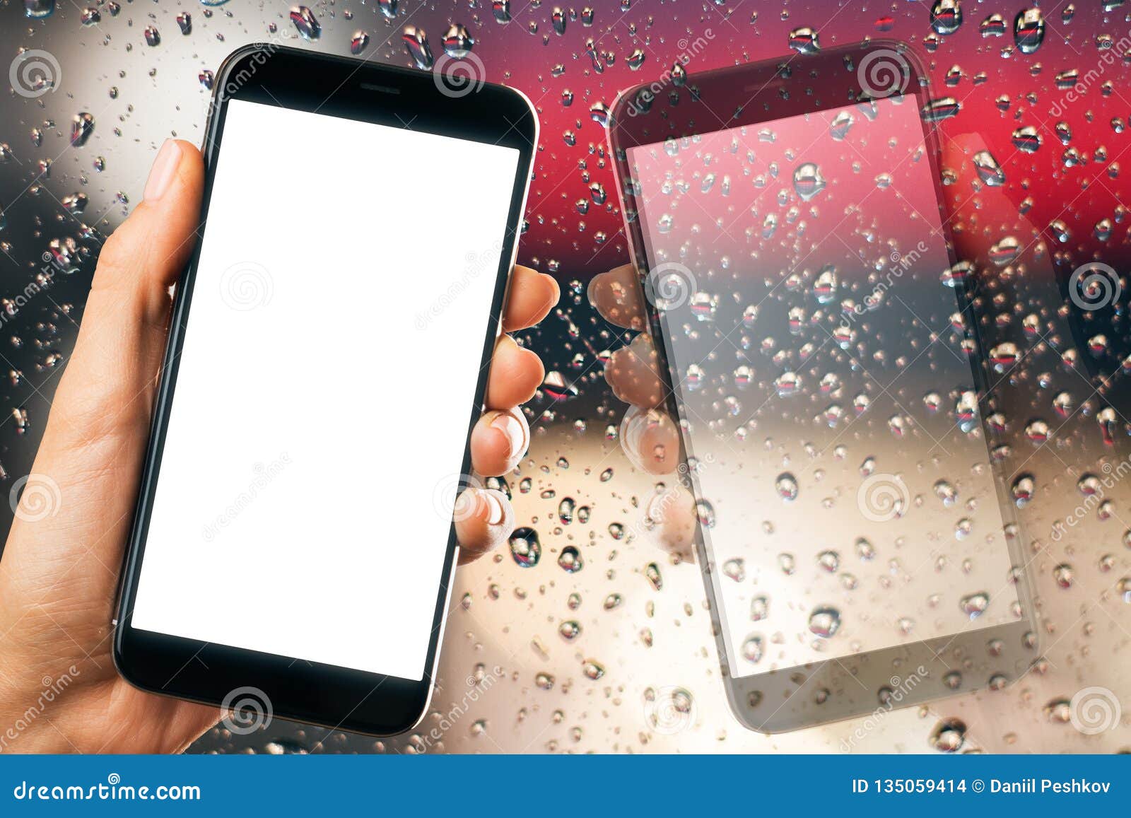 Hand Holding Empty Cellphone Stock Photo - Image of glass, business ...