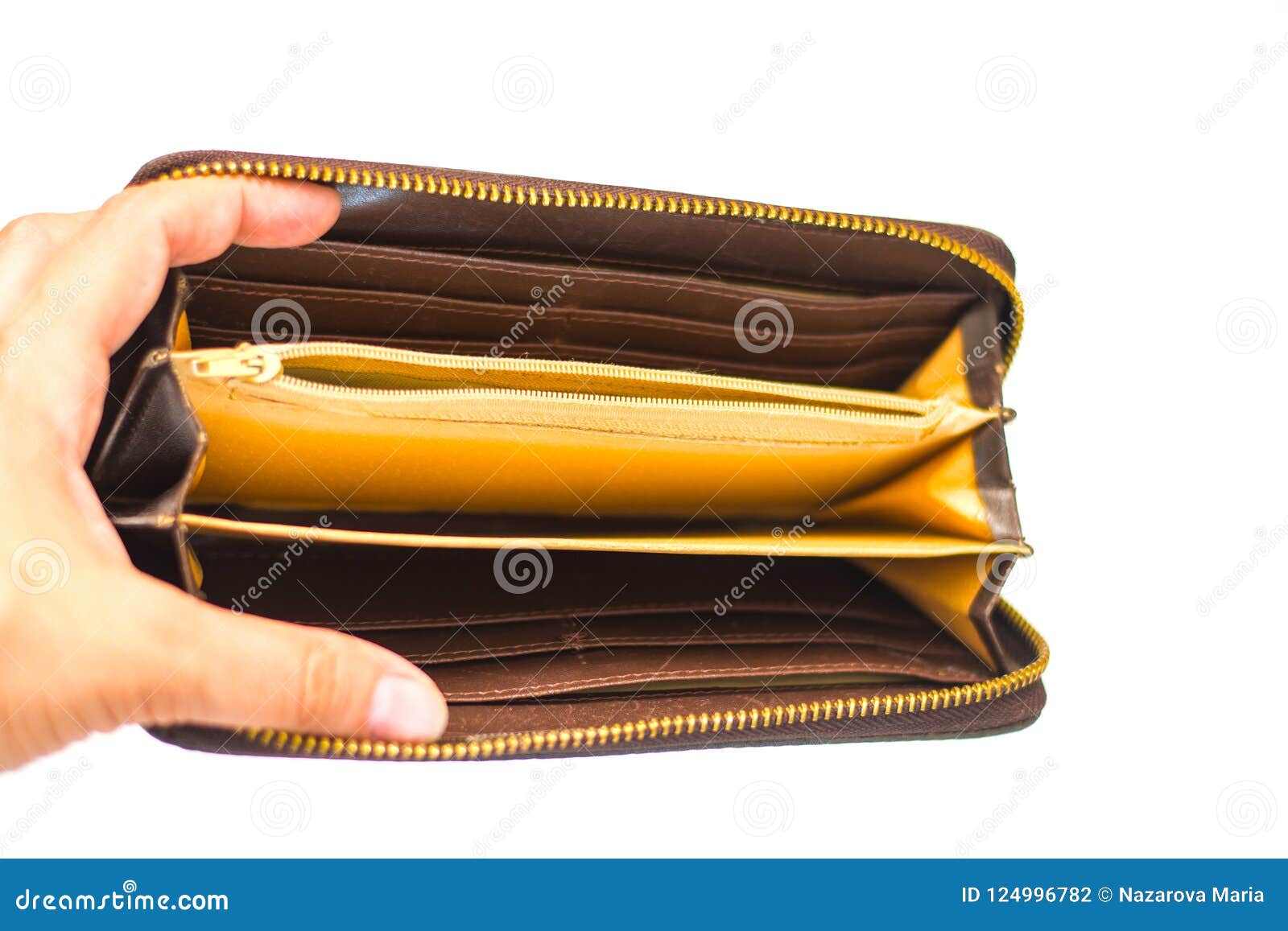 Hand Holding Empty Wallet on White Background Stock Photo - Image of ...