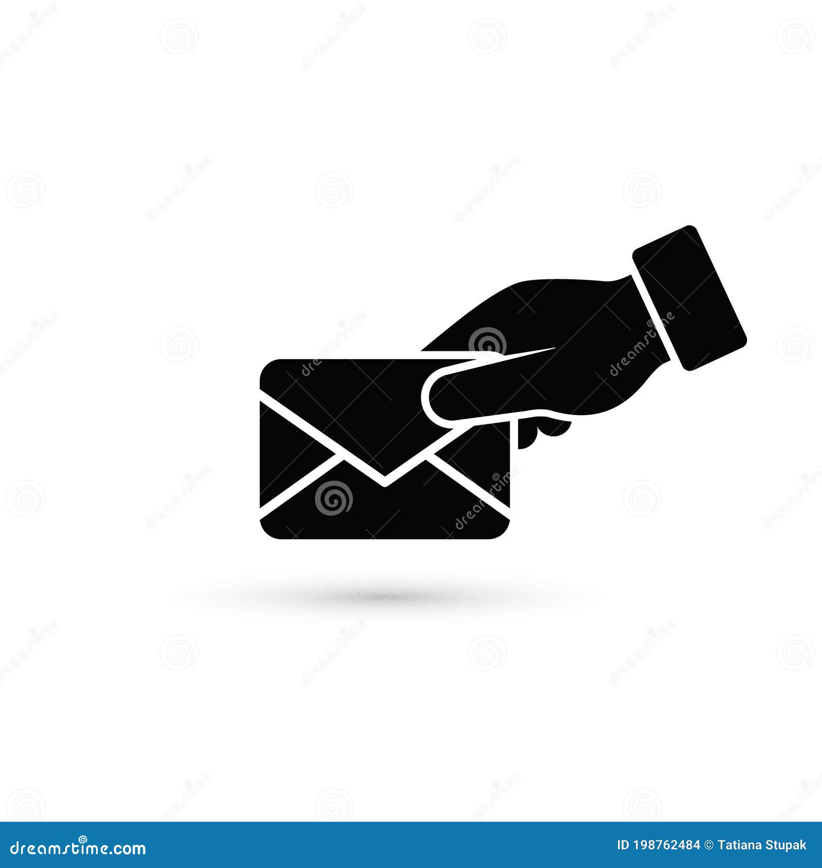 Hand Holding Envelope Icon, Vector Flat Design Illustration Stock ...