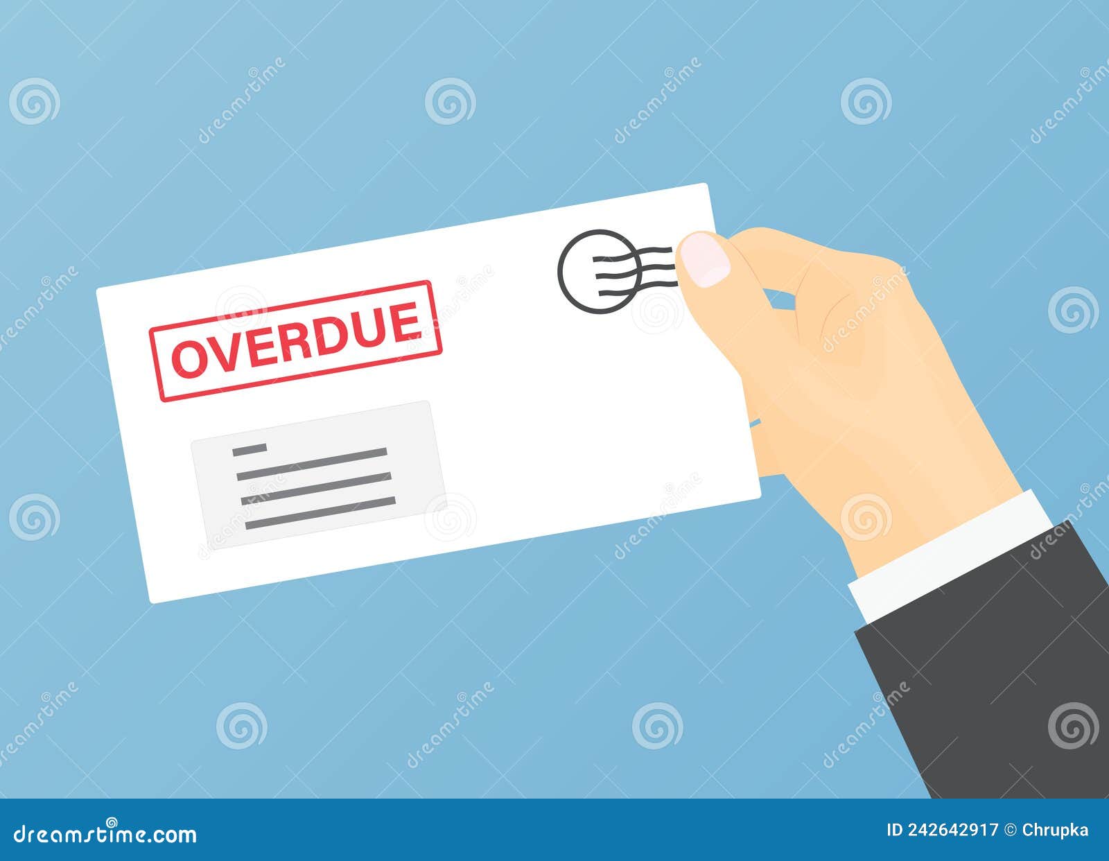 Hand Holding Envelope with Overdue Bill Stock Vector - Illustration of ...