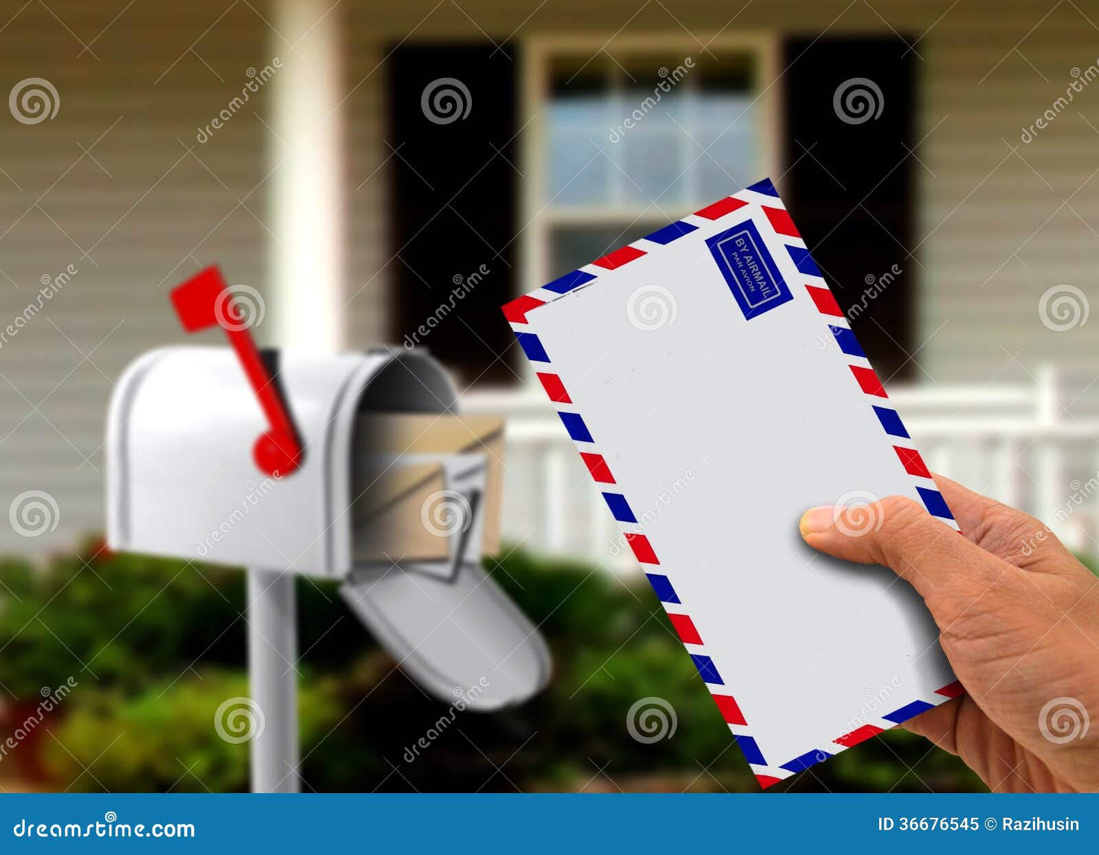 Hand Holding Envelope and Postal Box Stock Image - Image of ...