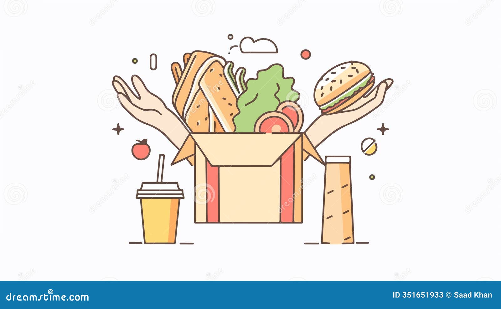 Hand Holding Fast Food Box for Food Delivery Service Stock Vector ...