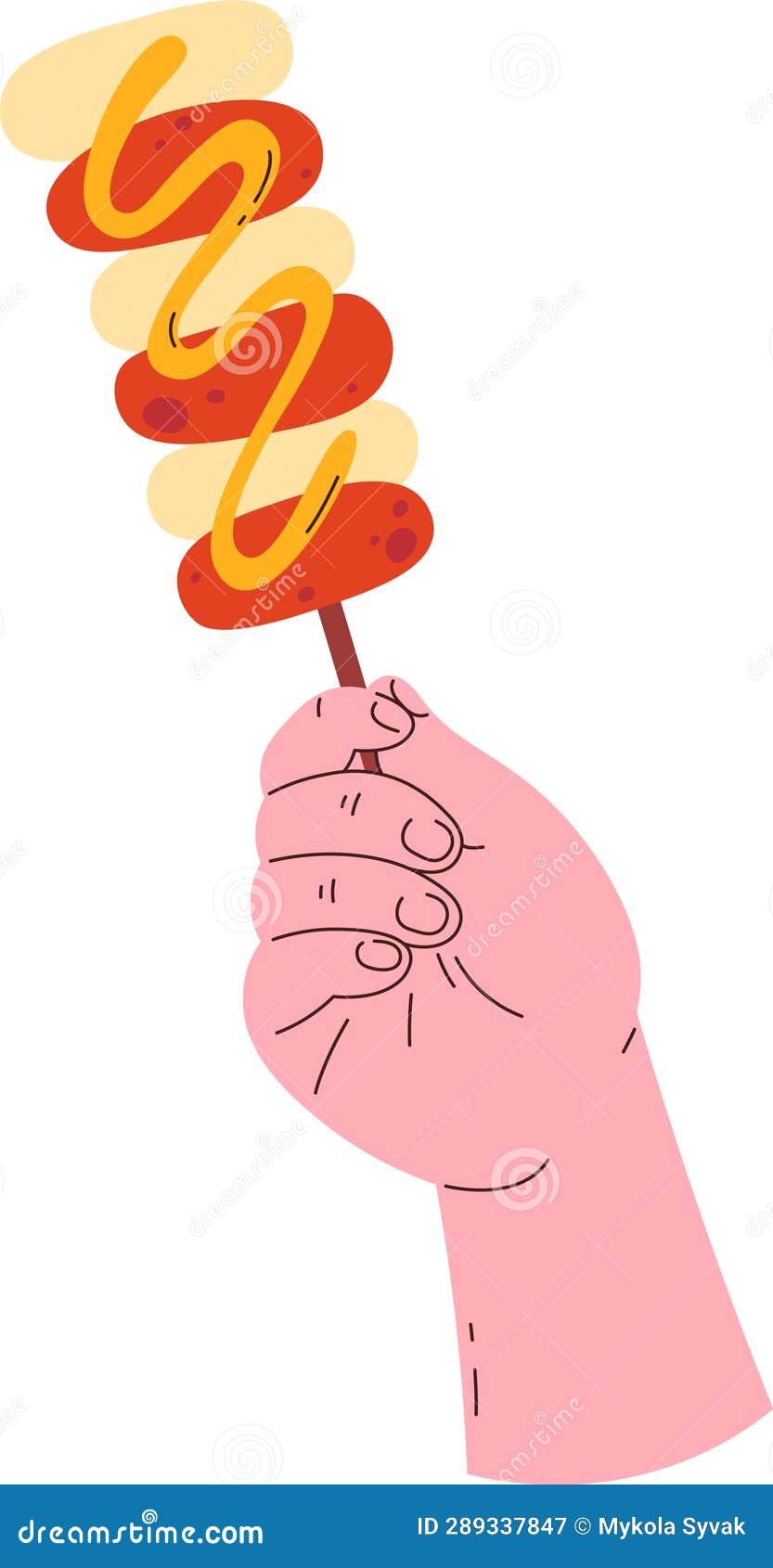 Hand Holding Fast Food on Stick Stock Illustration - Illustration of ...
