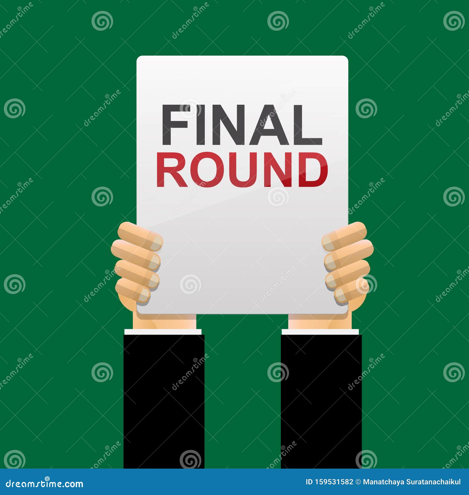 Hand Holding Final Round Sign. Stock Vector - Illustration of emblem ...