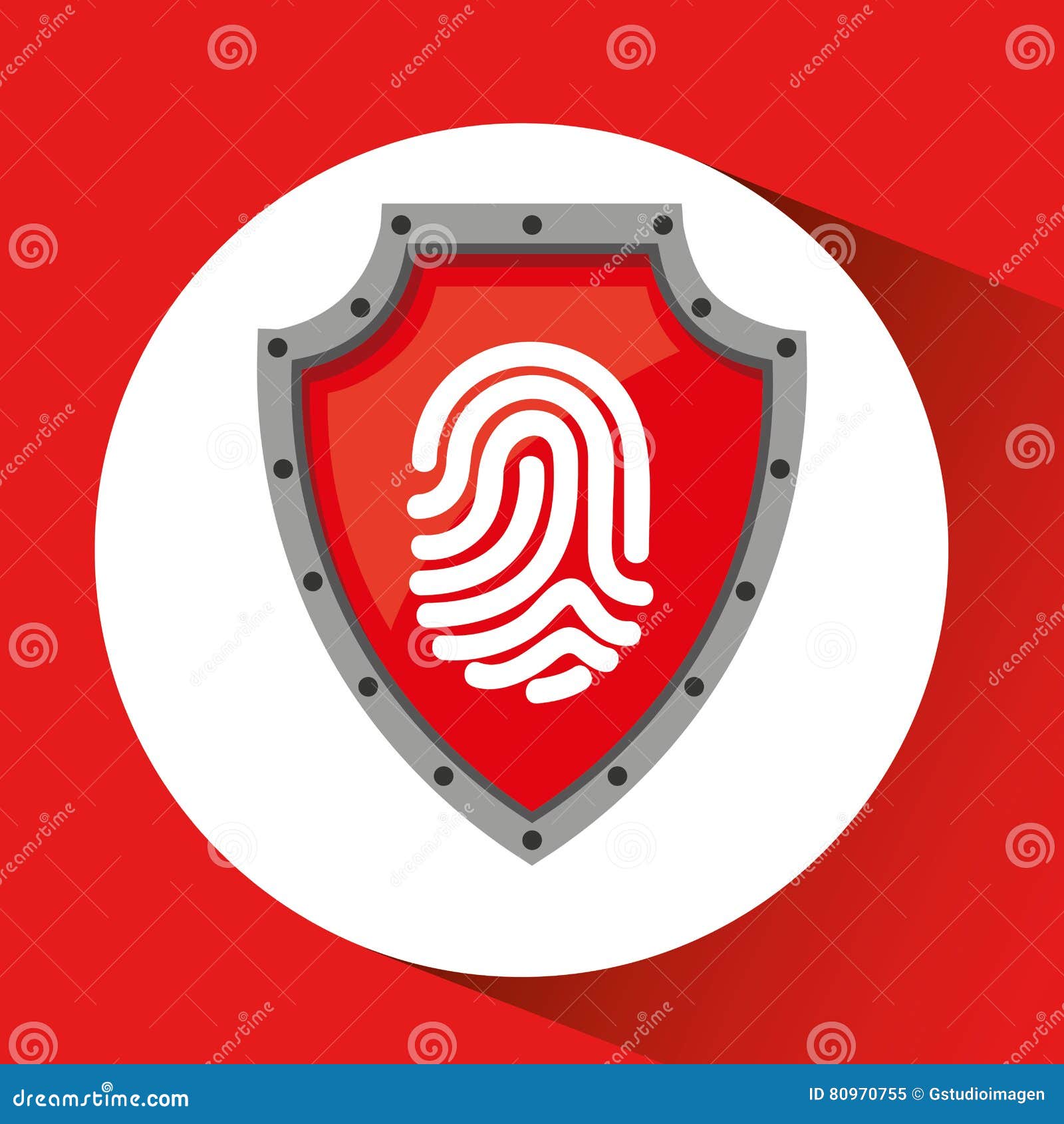 Hand Holding Fingerprint Shield Protection Data Stock Vector ...
