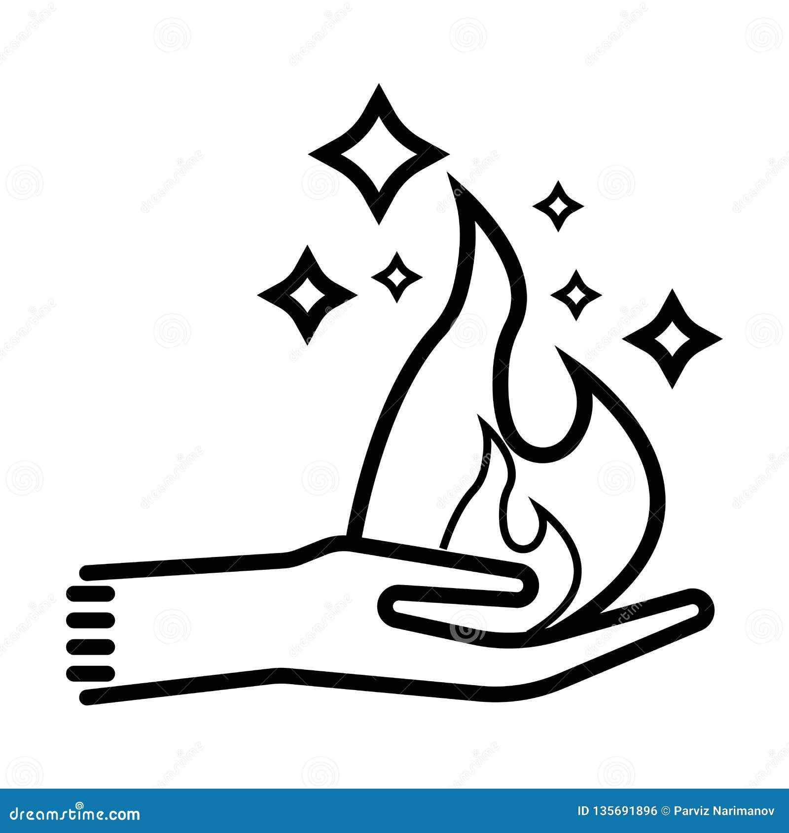 Hand holding a fire icon stock illustration. Illustration of collection ...