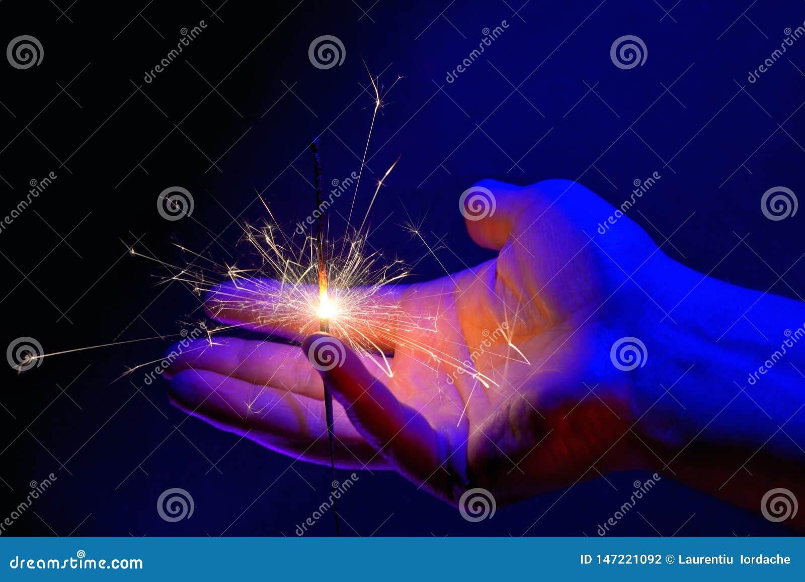 Hand Holding Fire Light Sparkler Stock Photo - Image of event ...