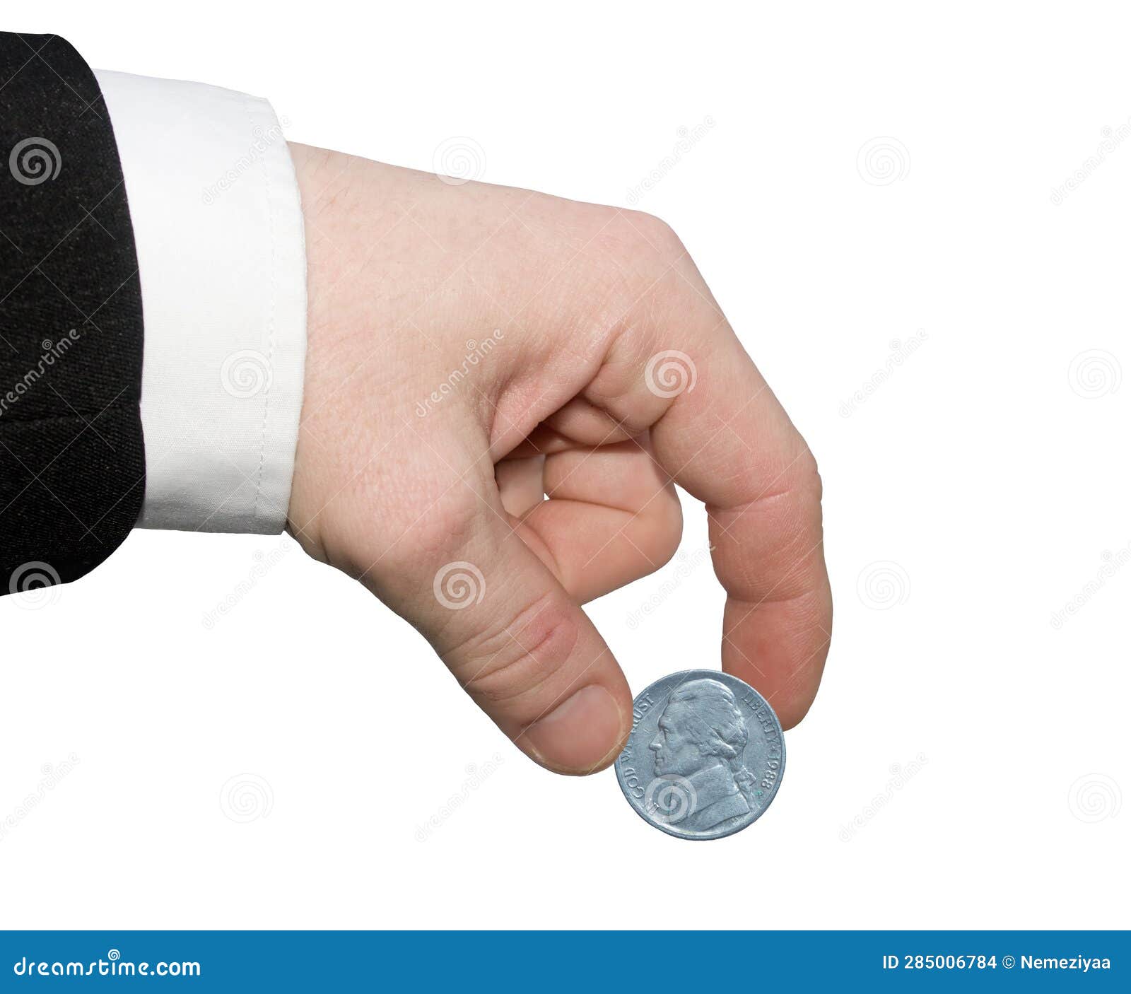 Hand Holding a Five Cent Coin Stock Photo - Image of exchange, gold ...