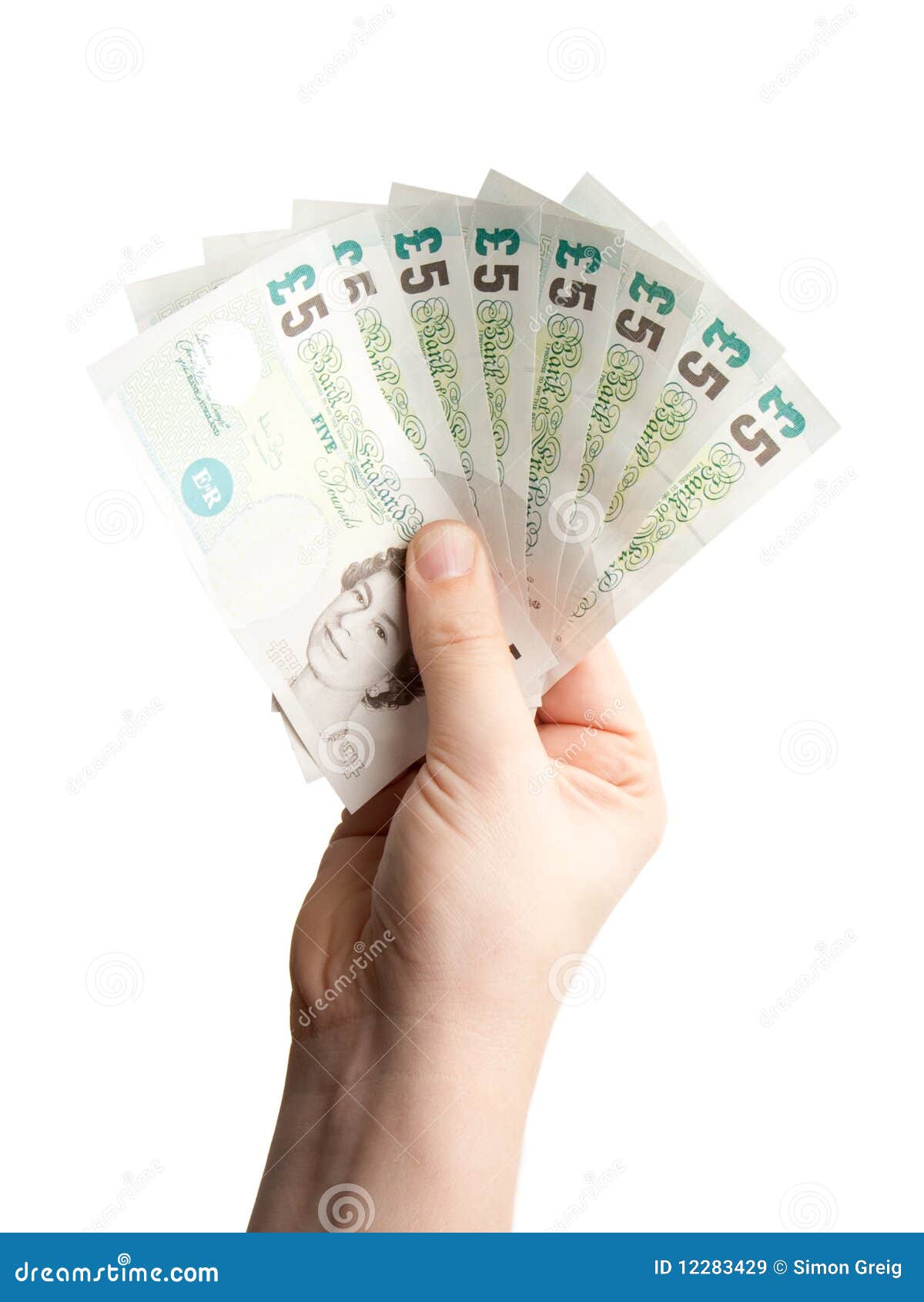 Hand Holding Five Pound Notes Editorial Stock Image - Image of white ...