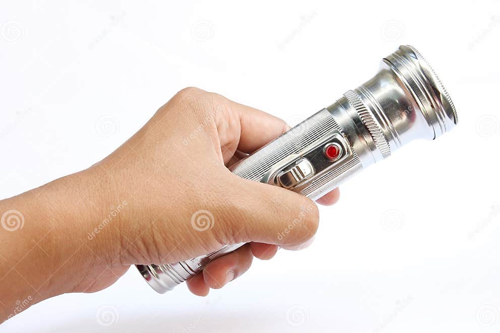 Hand holding flashlight stock image. Image of electricity - 22140677