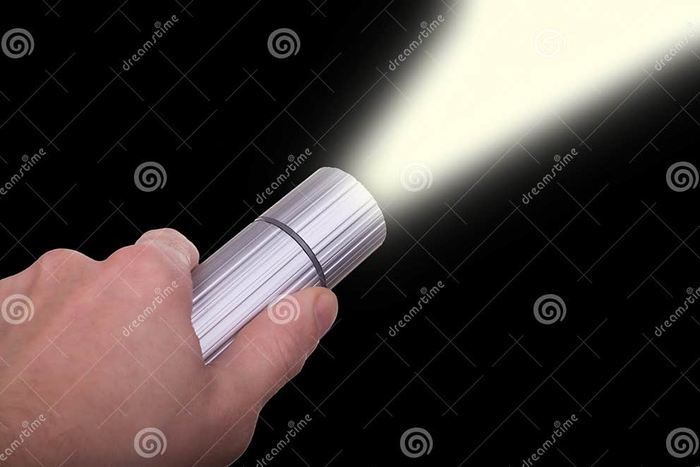 Hand holding flashlight stock image. Image of beam, lite - 4062097