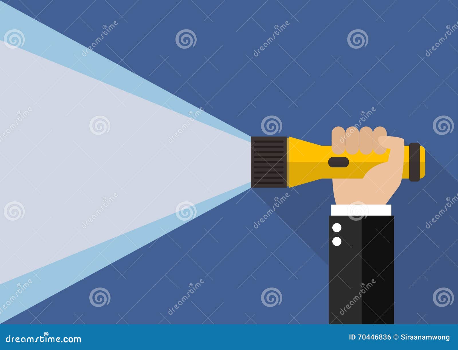 Hand holding flashlight stock vector. Illustration of beam - 70446836