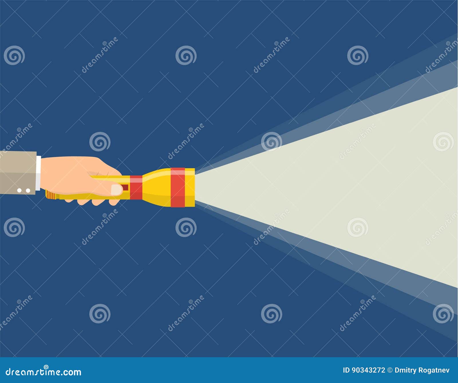 Hand holding flashlight. stock vector. Illustration of object - 90343272