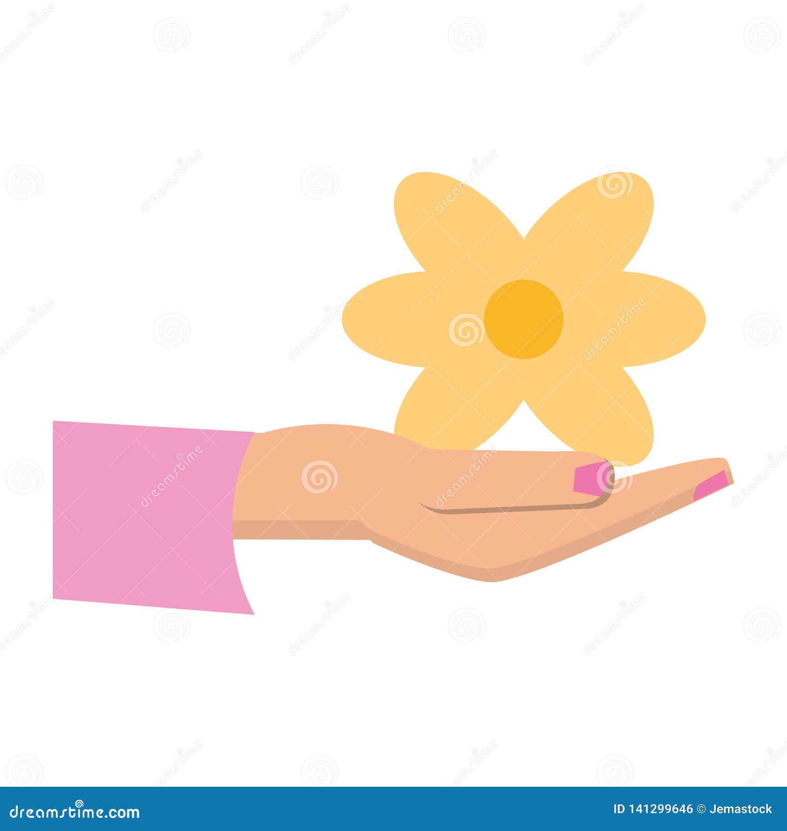 Hand Holding Flower Cartoon Stock Vector - Illustration of ornate ...
