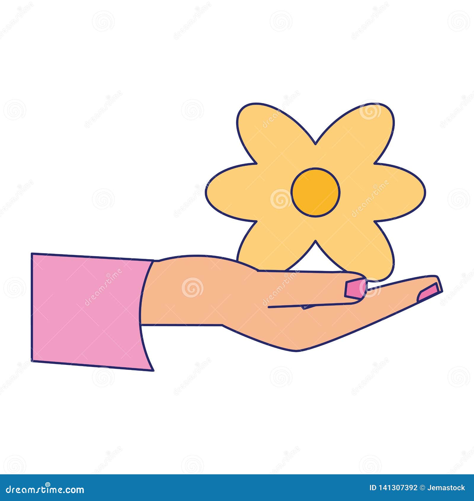 Hand Holding Flower Cartoon Stock Vector - Illustration of gardening ...