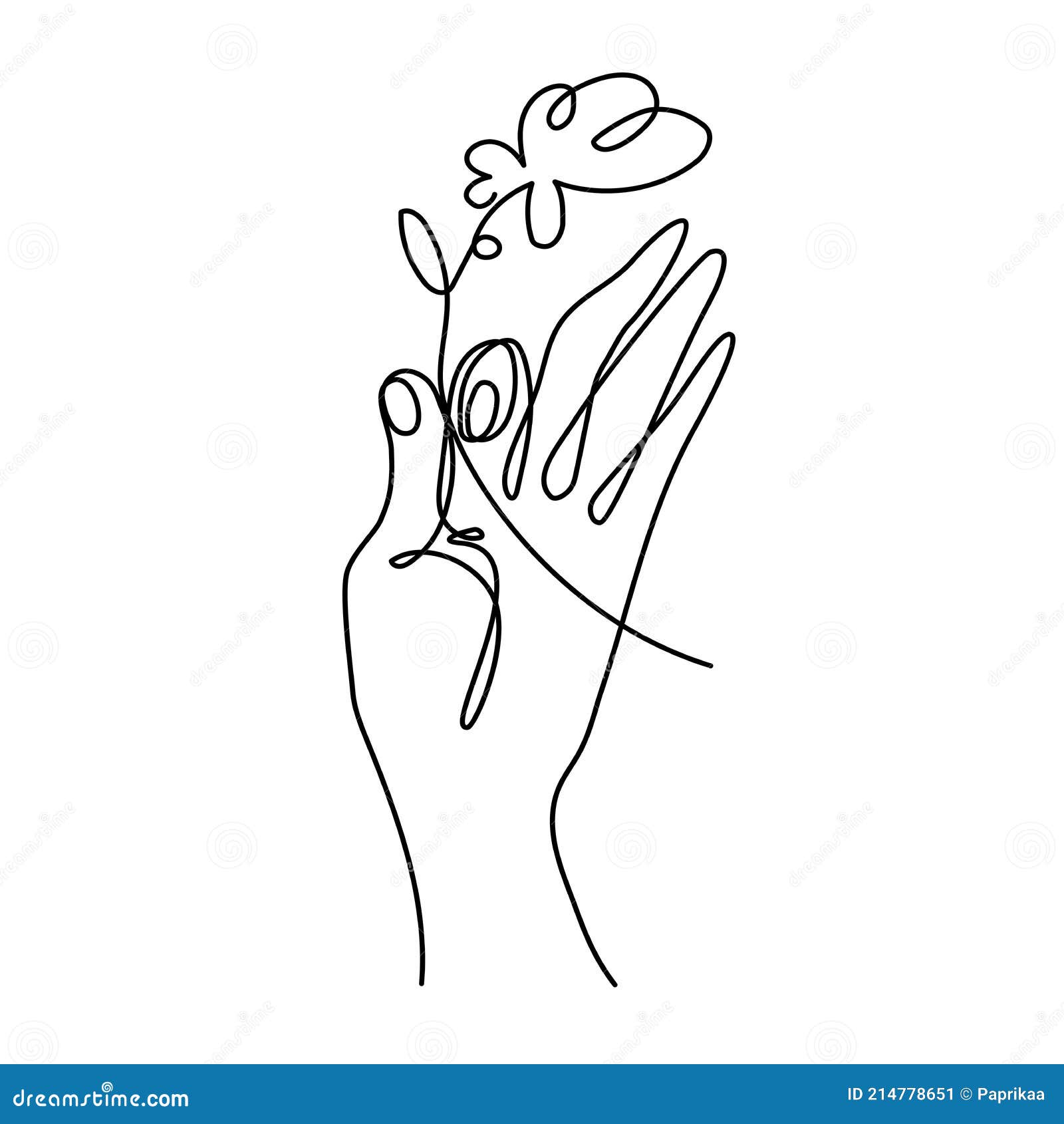 Hand Holding a Flower Simple Line Art Vector Stock Vector ...