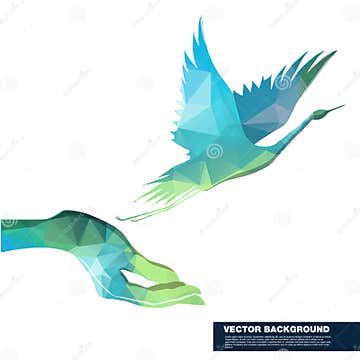 Hand holding flying bird. stock vector. Illustration of nature - 48199644