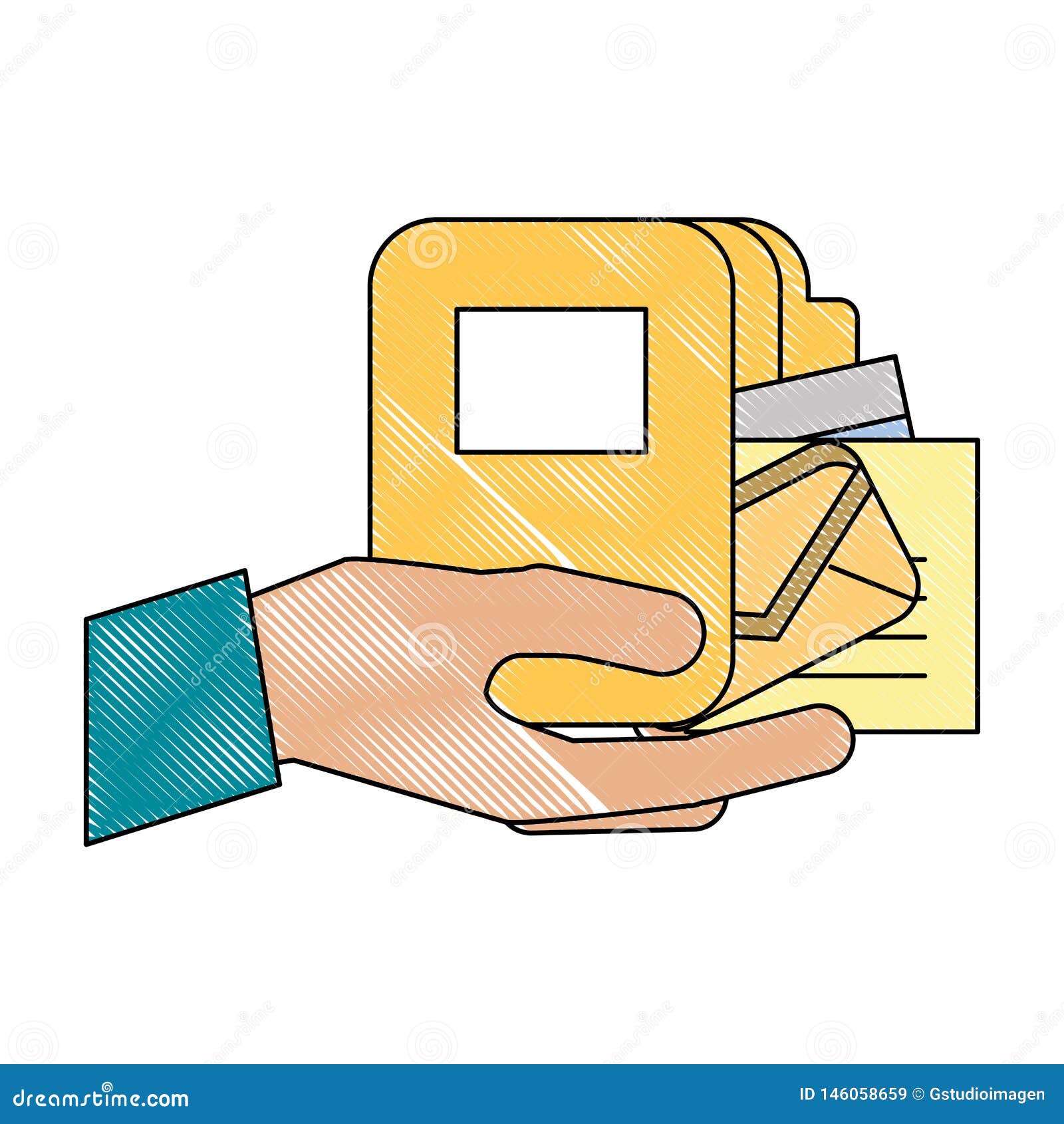 Hand Holding Folder File Mail Papers Office Stock Illustration ...