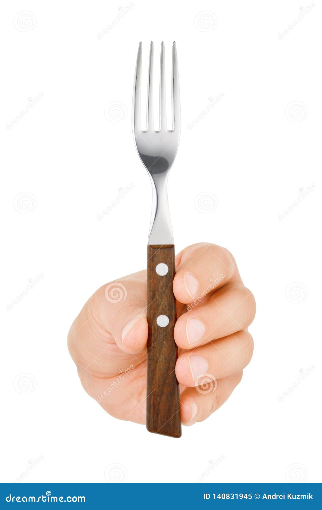 Hand holding fork isolated stock image. Image of give - 140831945