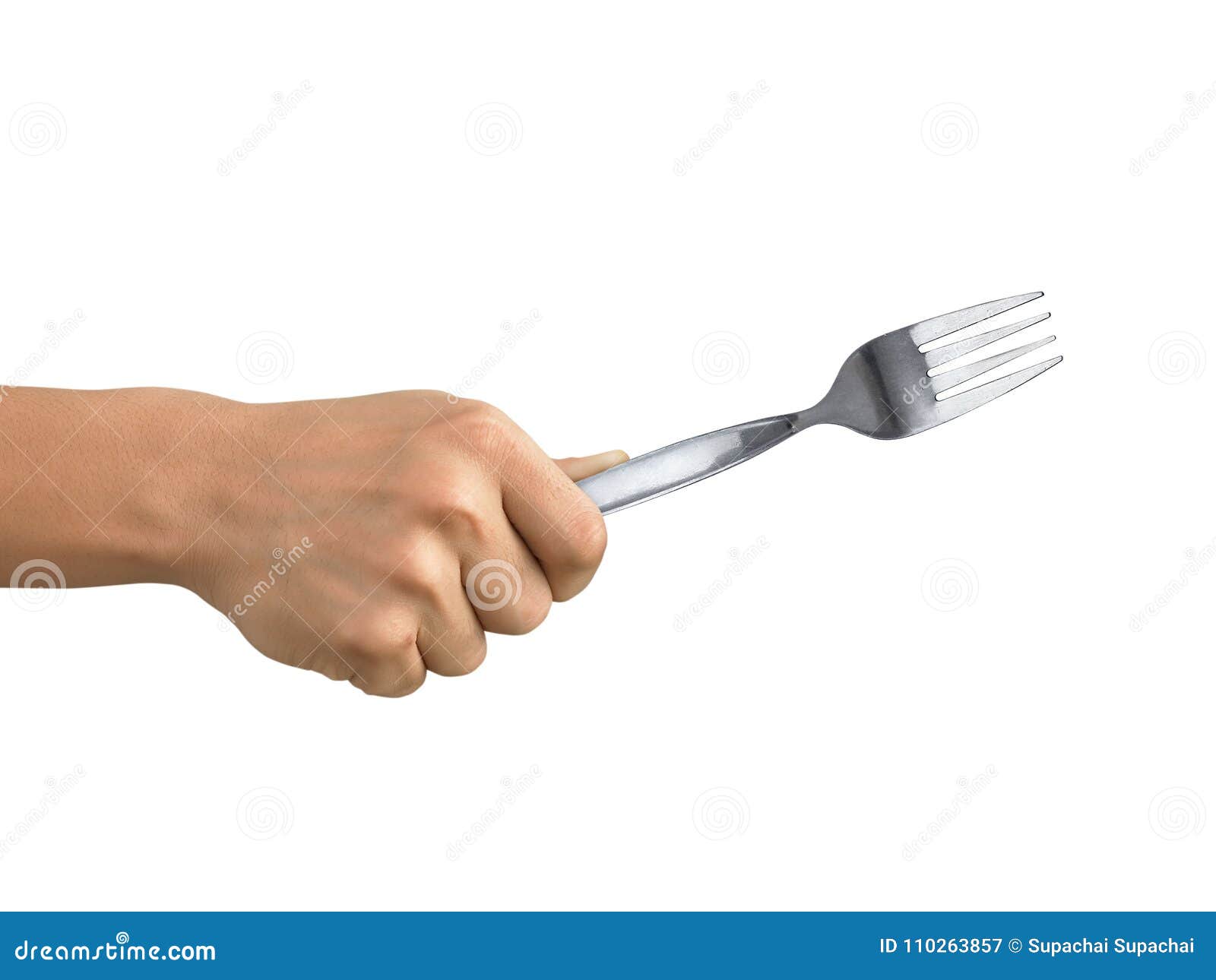 Hand Holding Fork on White Background Stock Image - Image of dinner ...