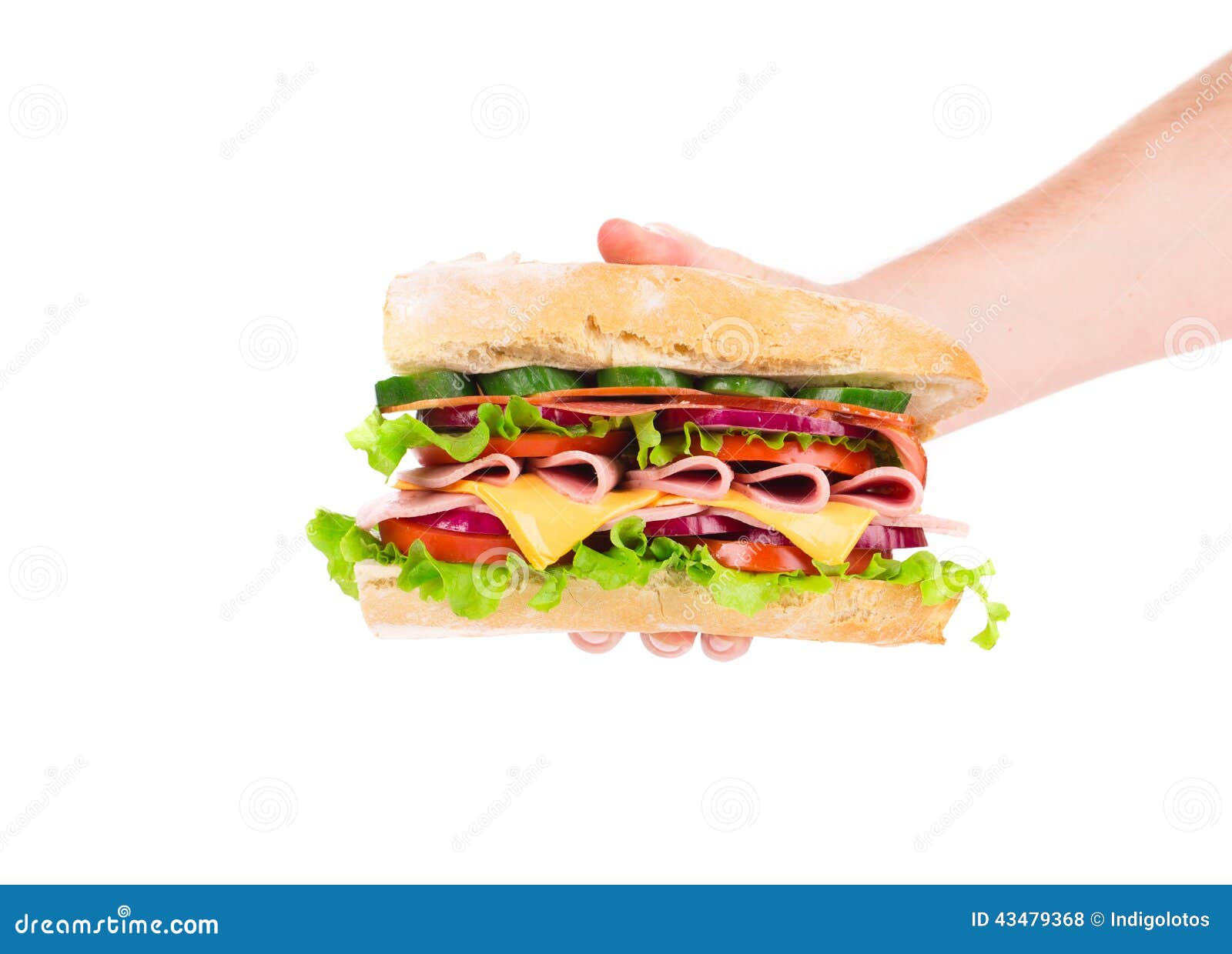Hand Holding Fresh Sandwich. Stock Photo - Image of closeup, tower ...