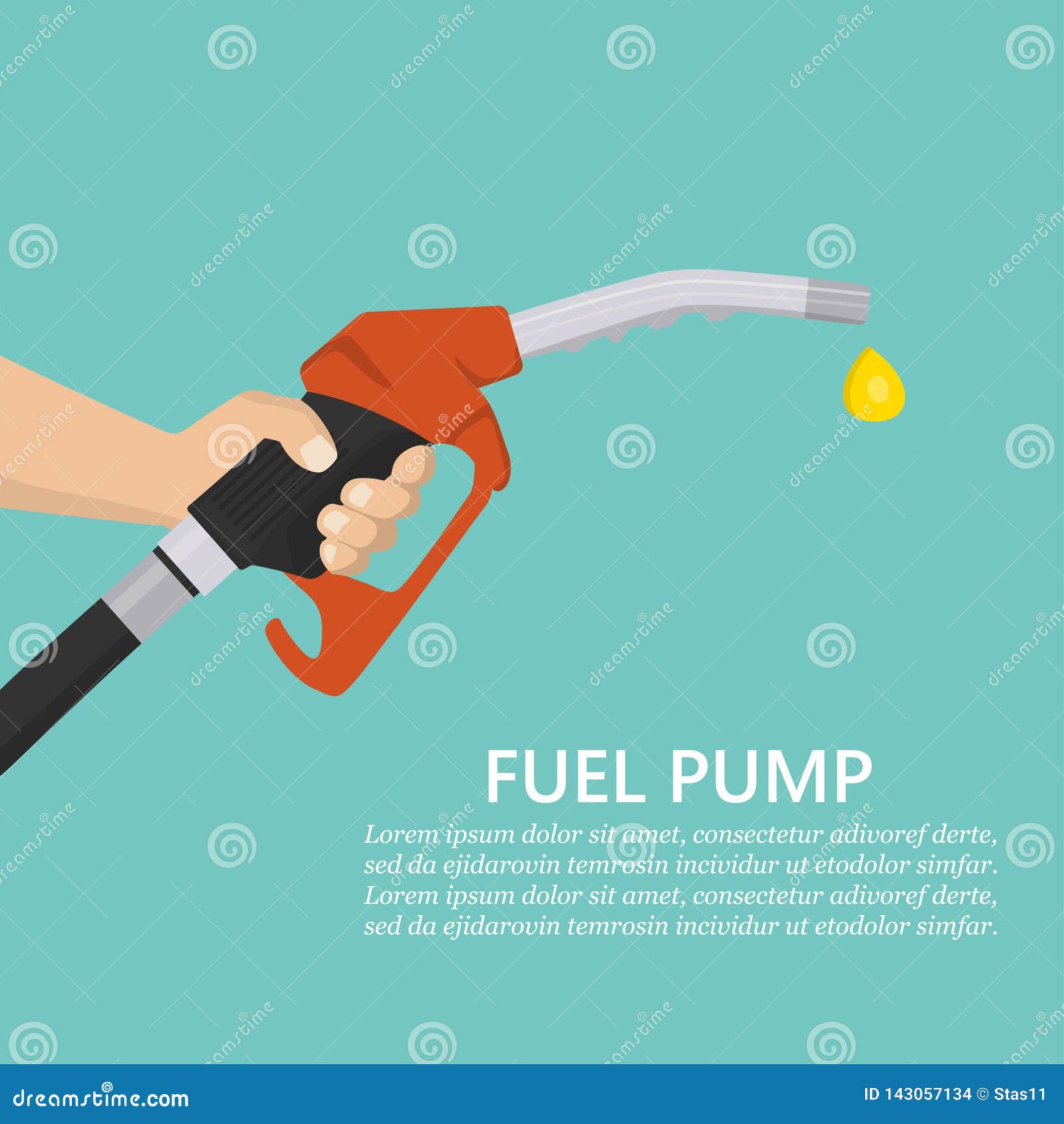 Hand Holding Fuel Pump in a Flat Design Stock Vector - Illustration of ...