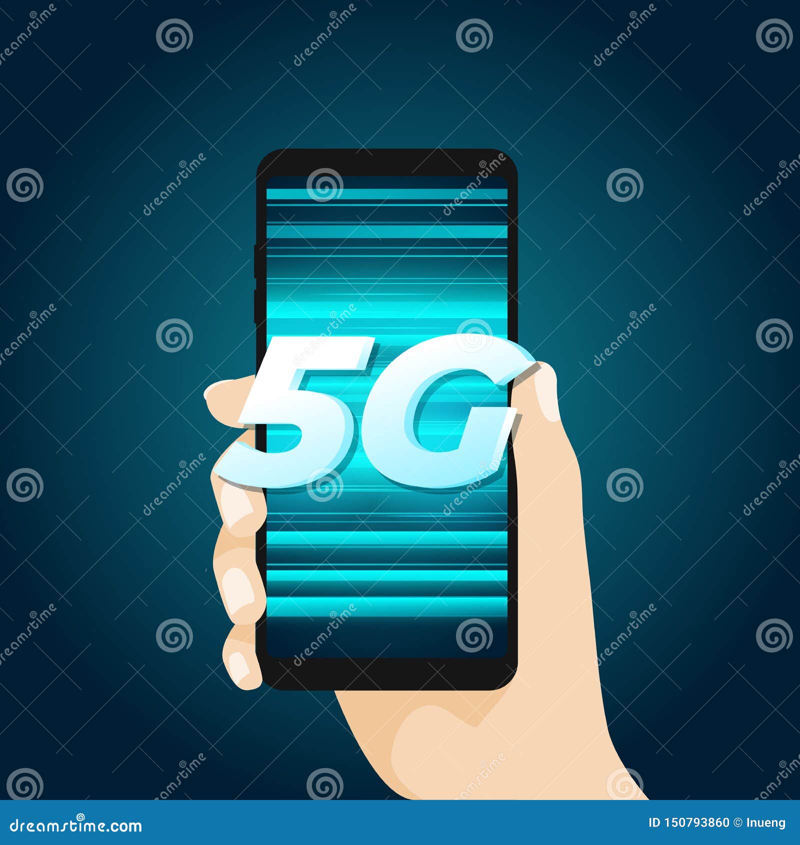 Hand Holding 5G Smartphone. Fifth Generation Wireless Network Stock ...