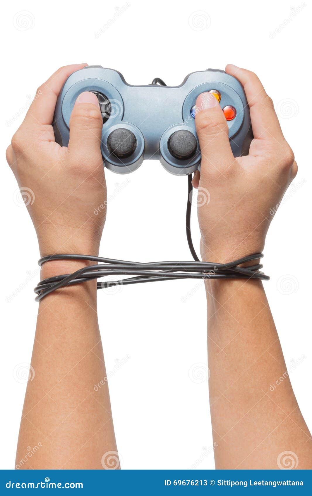 Hand Holding Game Controller Tied Up Cables Isolated Stock Photos ...