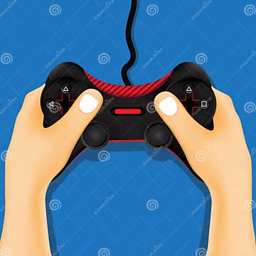 Hand Holding Game Controller. Stock Vector - Illustration of blue ...