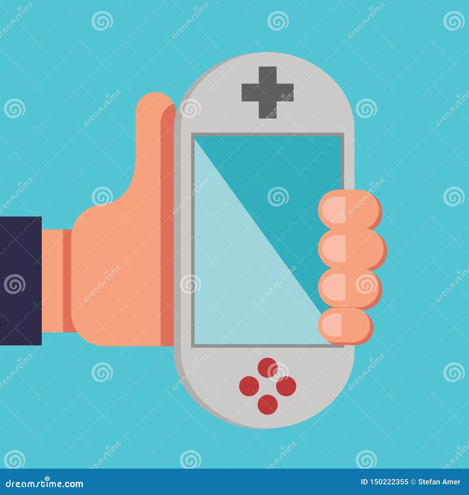 Hand Holding Game Portal Device Illustration Icon Stock Illustration ...