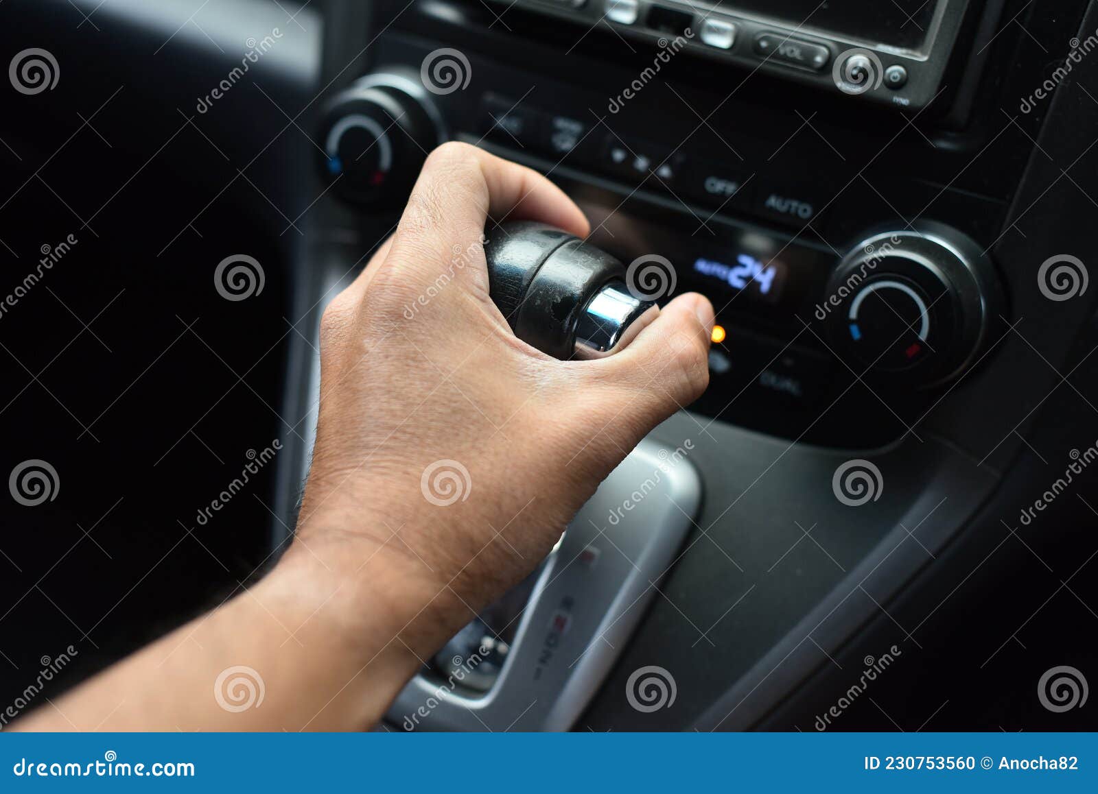 Hand Holding the Gear Lever in the Car Stock Photo - Image of dashboard ...