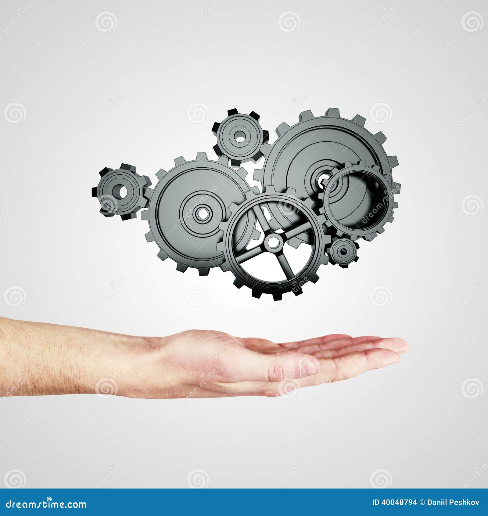 Hand holding gears stock illustration. Illustration of action - 40048794