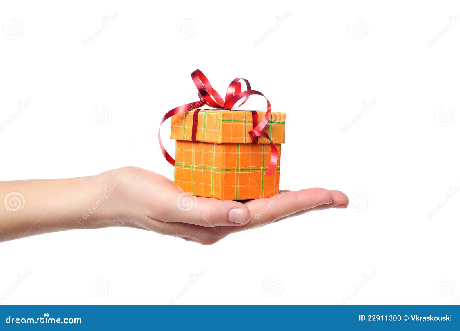 Hand holding gift box stock photo. Image of ribbon, female - 22911300