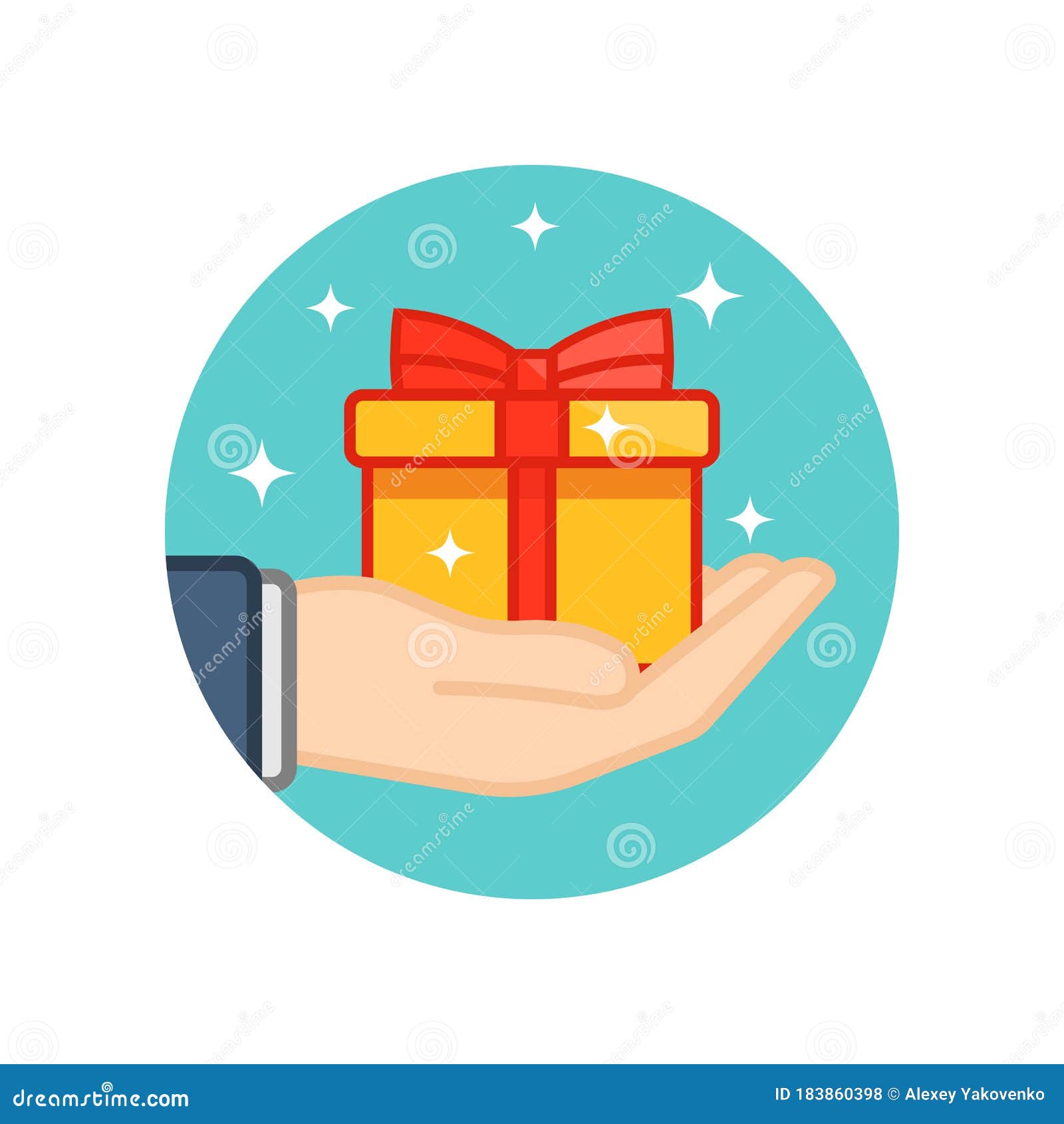 Hand Holding Gift Box Decorated with a Red Bow on Isolated White ...