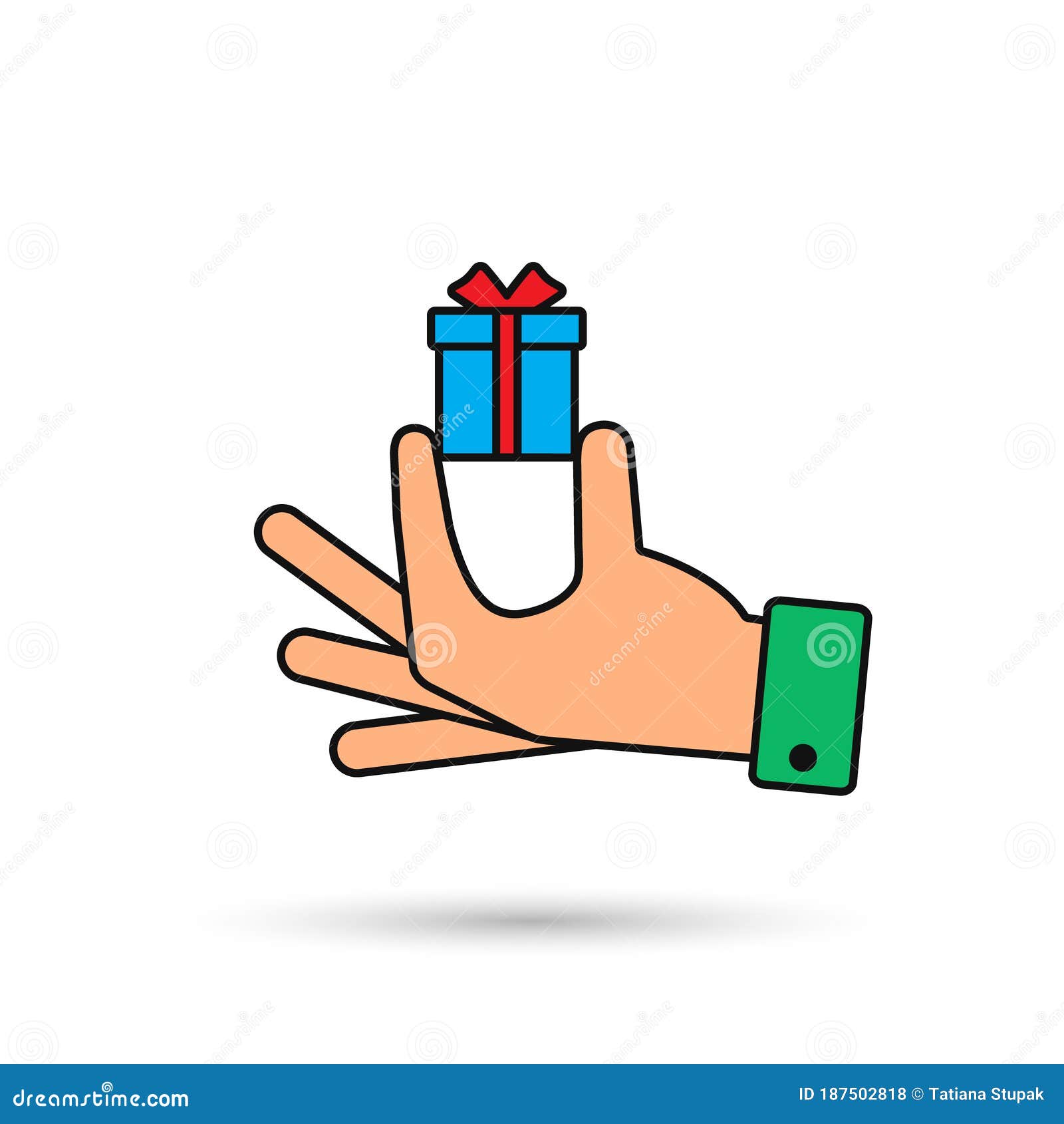 Hand Holding Gift Box Icon, Vector Isolated Color Illustration Stock ...