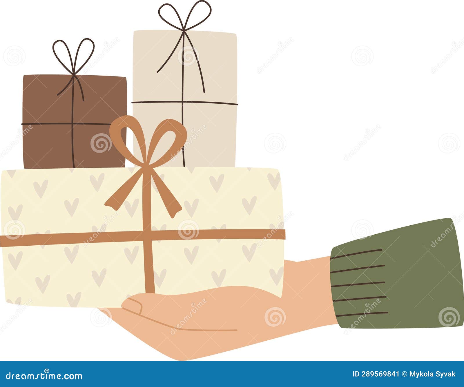 Hand Holding Gift Boxes stock vector. Illustration of giving - 289569841