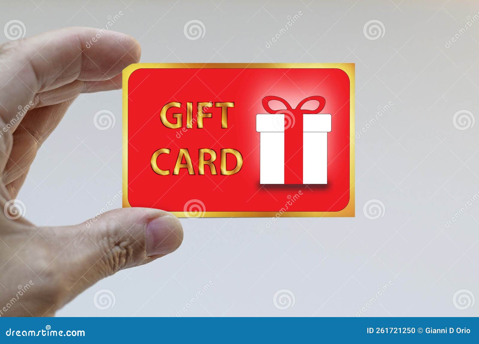 Hand holding a gift card stock photo. Image of celebration - 261721250