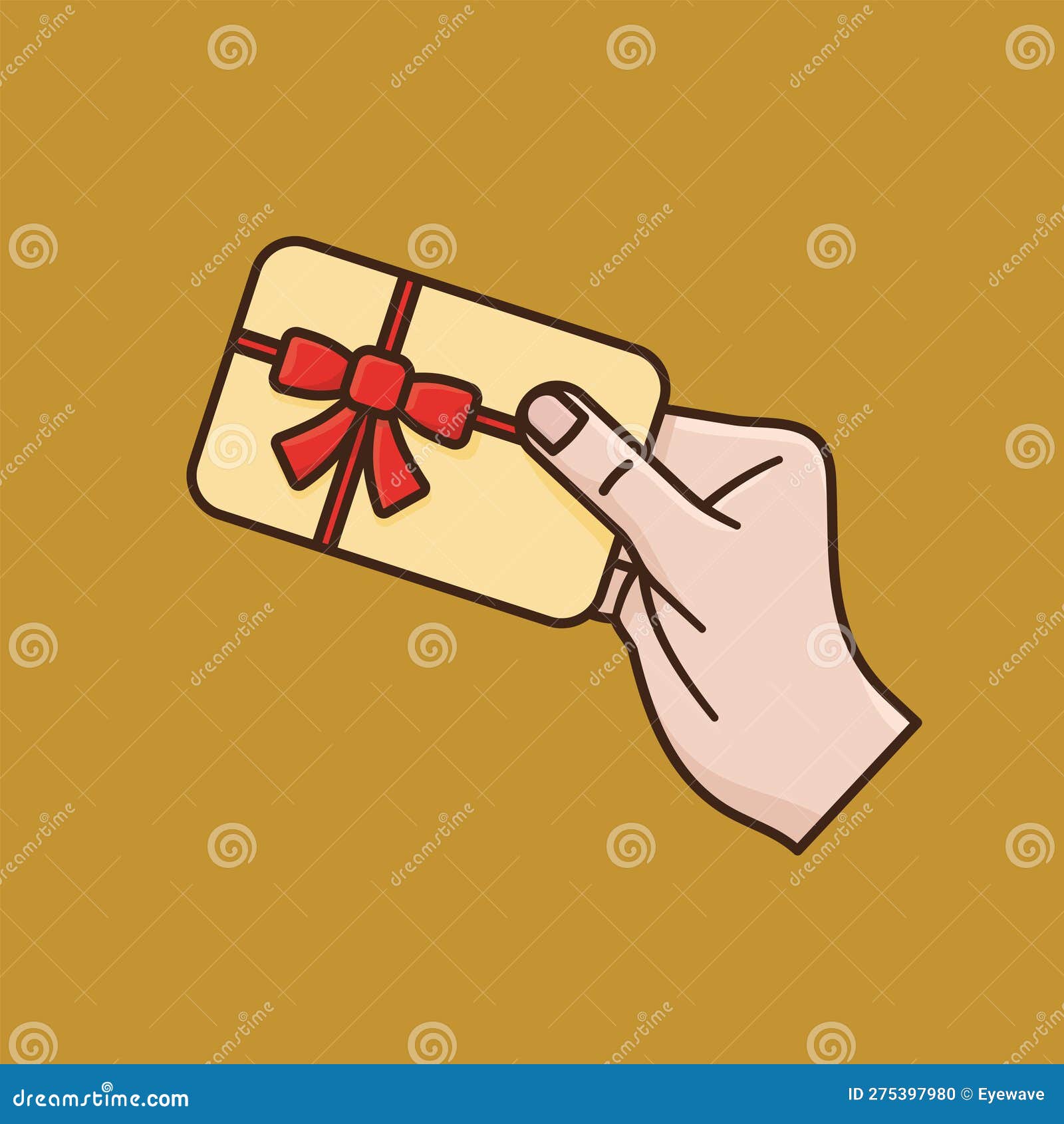Hand Holding Gift Card Vector Illustration Stock Vector - Illustration ...