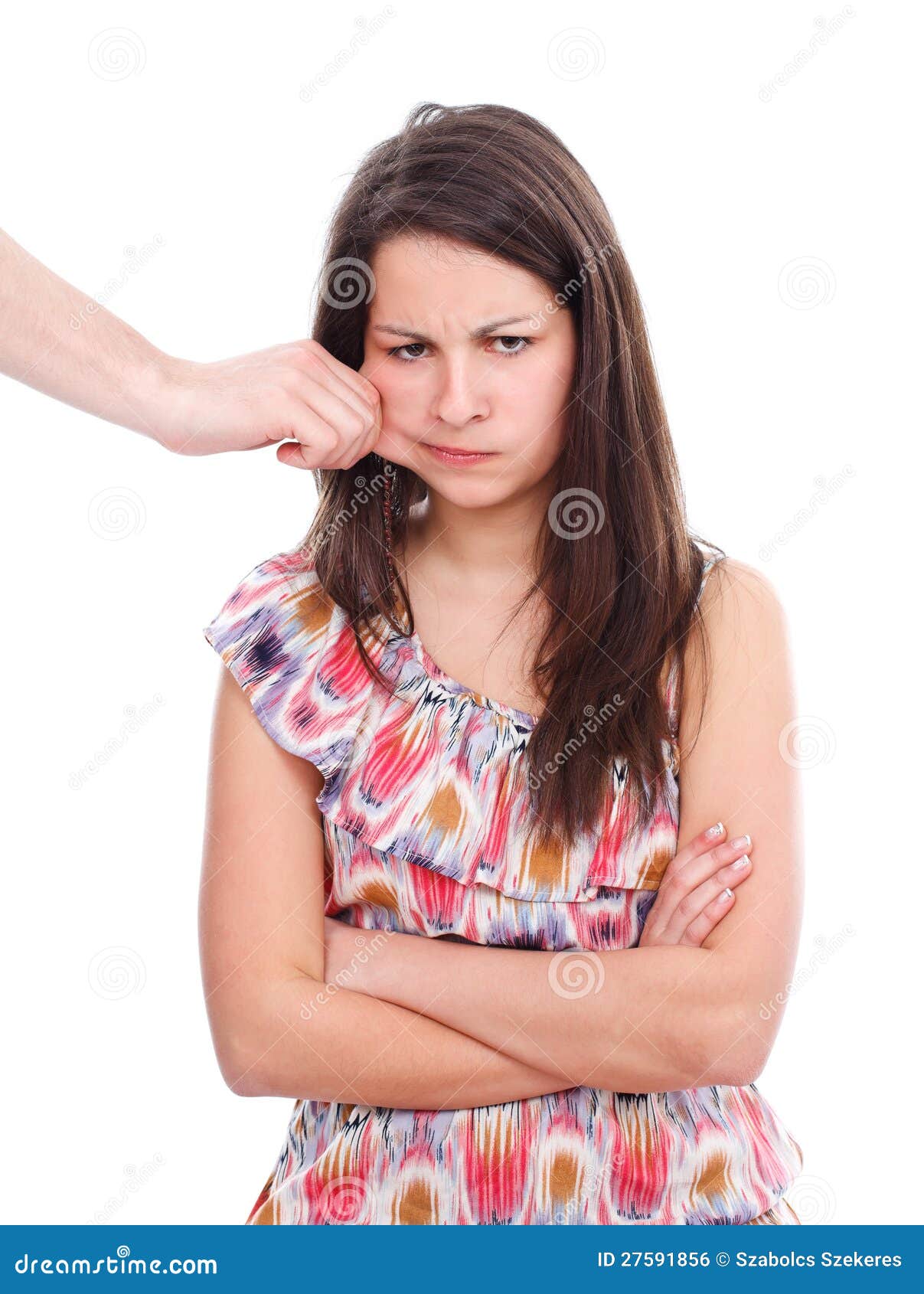 Hand holding girl s face stock photo. Image of isolate - 27591856