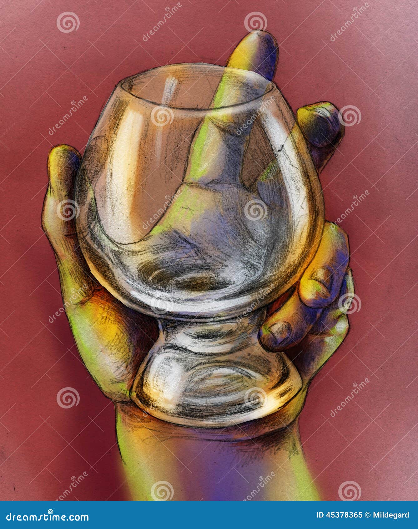 Hand holding a glass stock illustration. Illustration of hold - 45378365