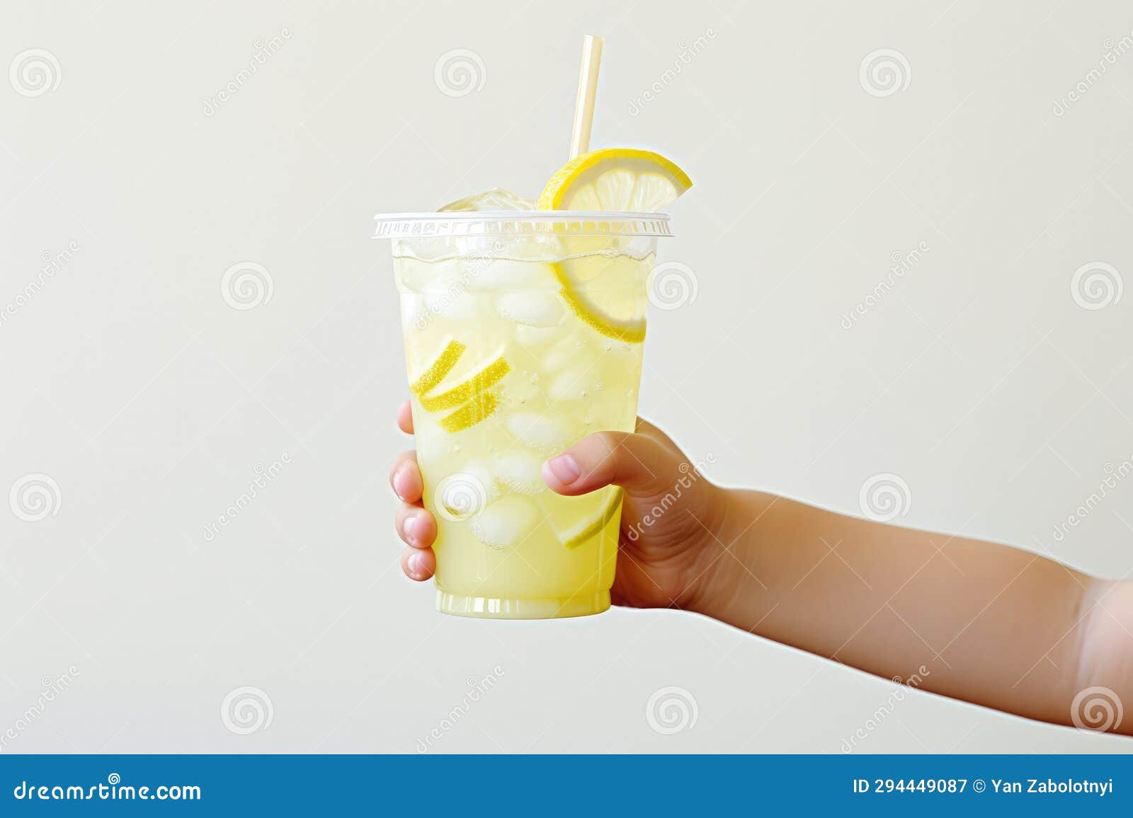 A Hand Holding a Glass of Lemonade with a Straw Stock Illustration ...