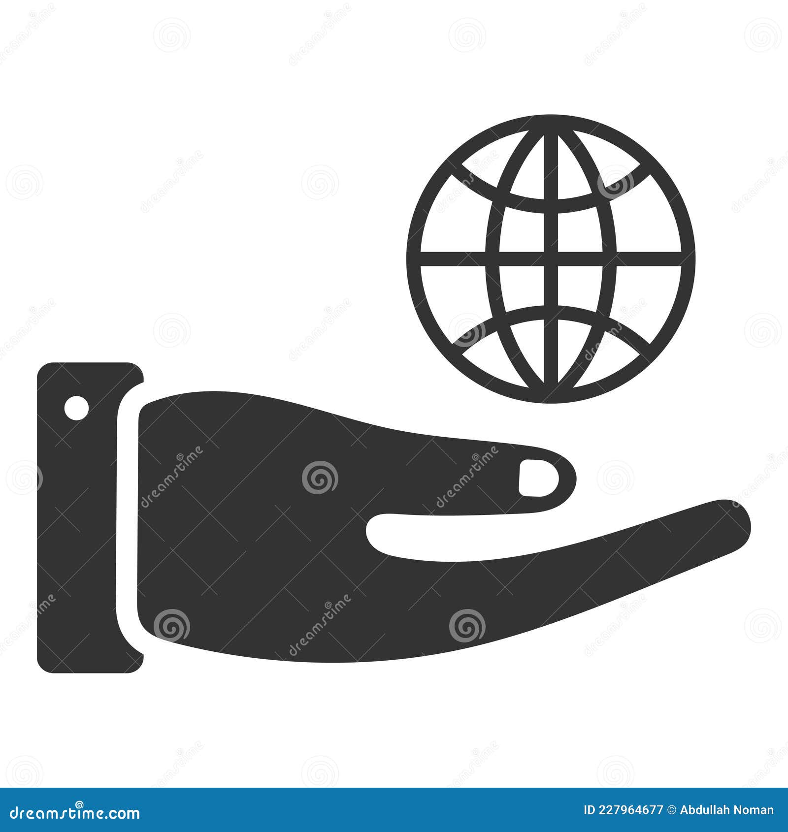 Hand holding globe icon stock vector. Illustration of graphic - 227964677