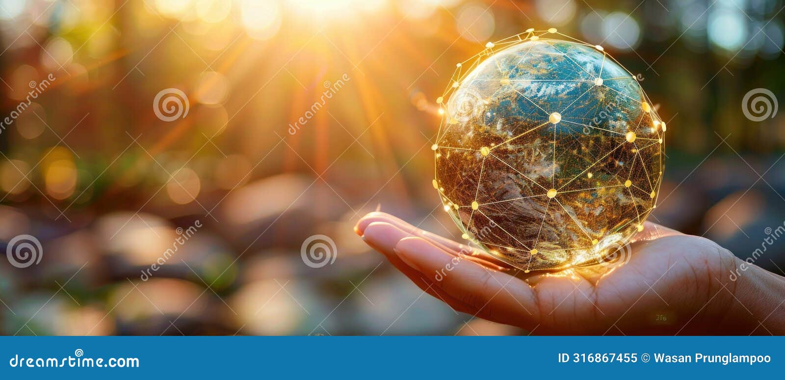 A Hand Holding a Globe with Interconnected Lines, Illustrating Global ...